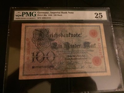 1898 100 Mark Imperial Germany Bank Note PMG 25 Pick #20a P20 FREE SHIPPING | eBay