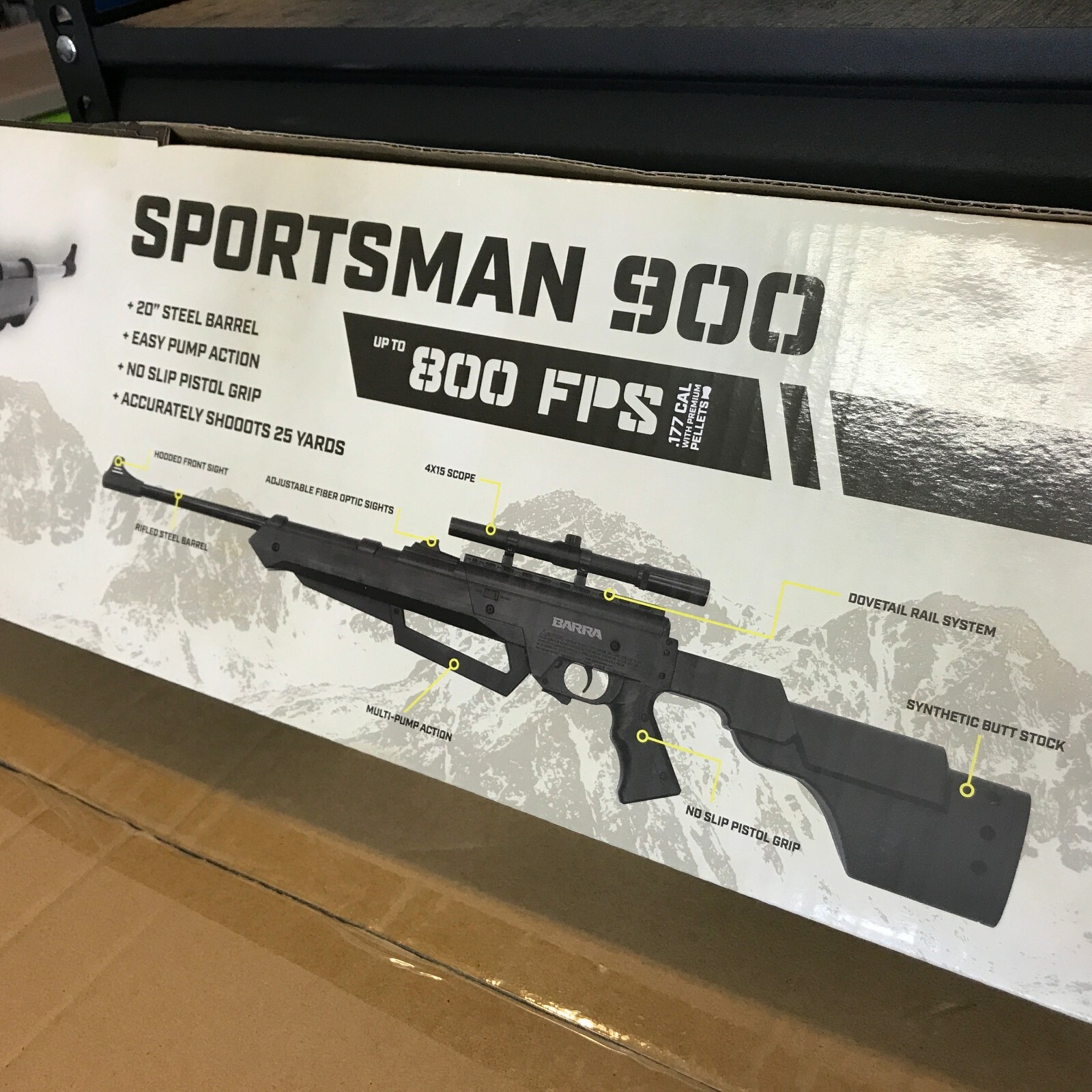 Barra Air Rifles Sportsman 900 .177 Cal 800 FPS BB & Pellet Gun 4x15 ...