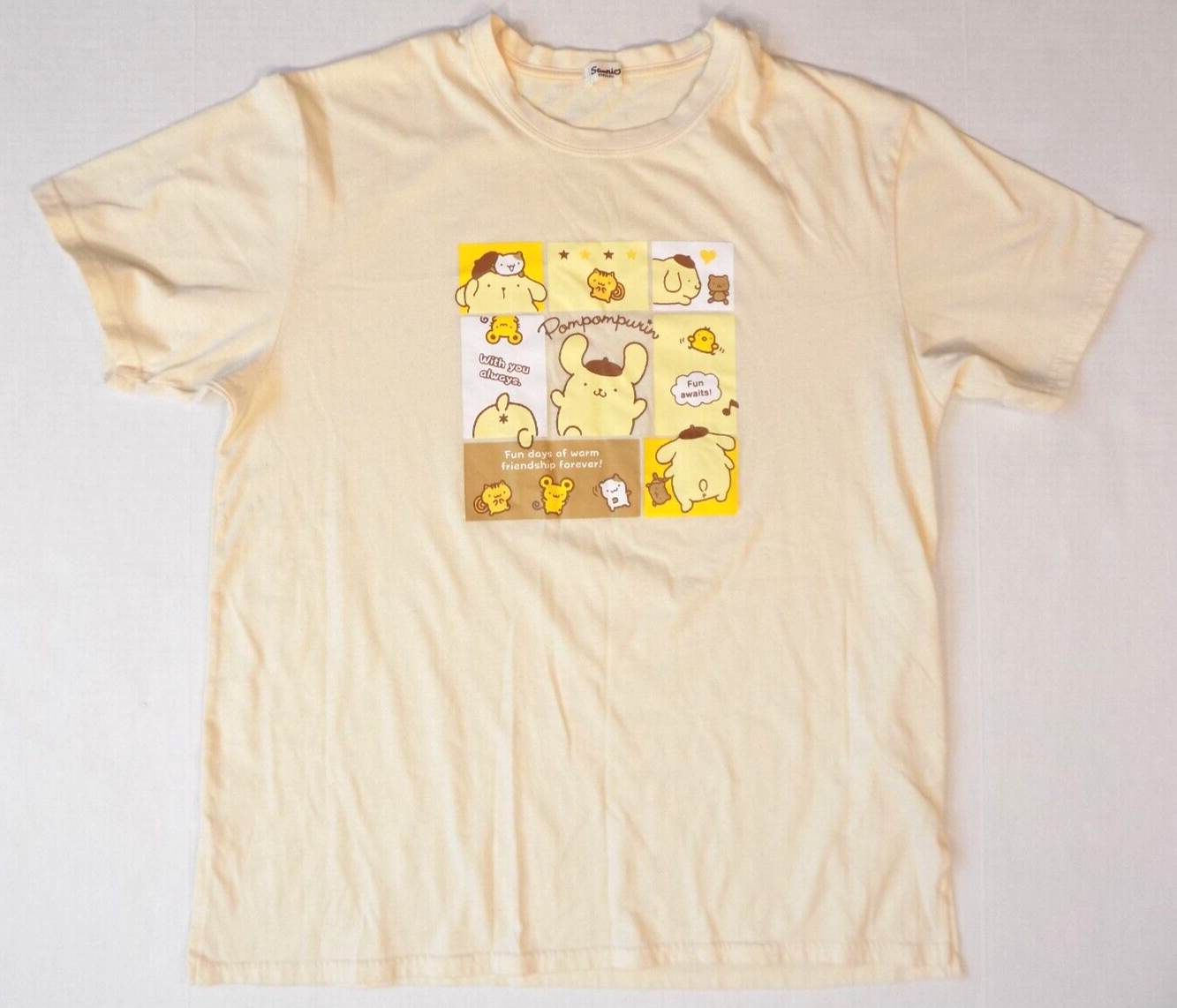 Pompompurin Sanrio Smiles T Shirt Oversized M/L Yellow Friends Hello ...