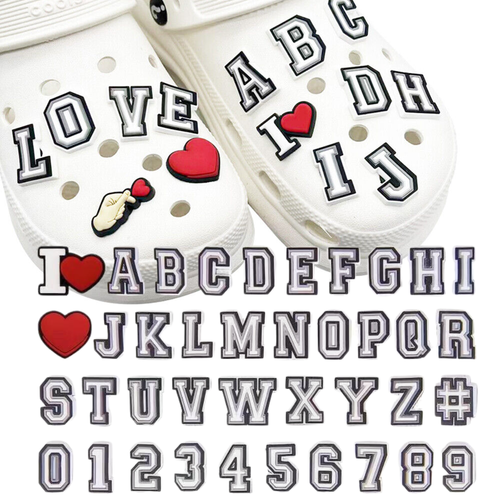 39PCS Set - A-Z 26 Individual Letters 0-9 Numbers -Shoe Charms For ...