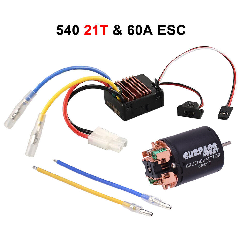 SURPASS HOBBY 540 Brushed Motor 13T- 80T 60A ESC for 1/10 RC Racing Car ...