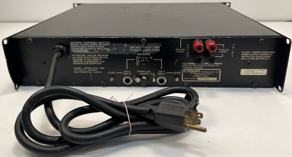 CROWN Micro-Tech 1000 500-watt stereo/800-watt bridged Power Amp | eBay