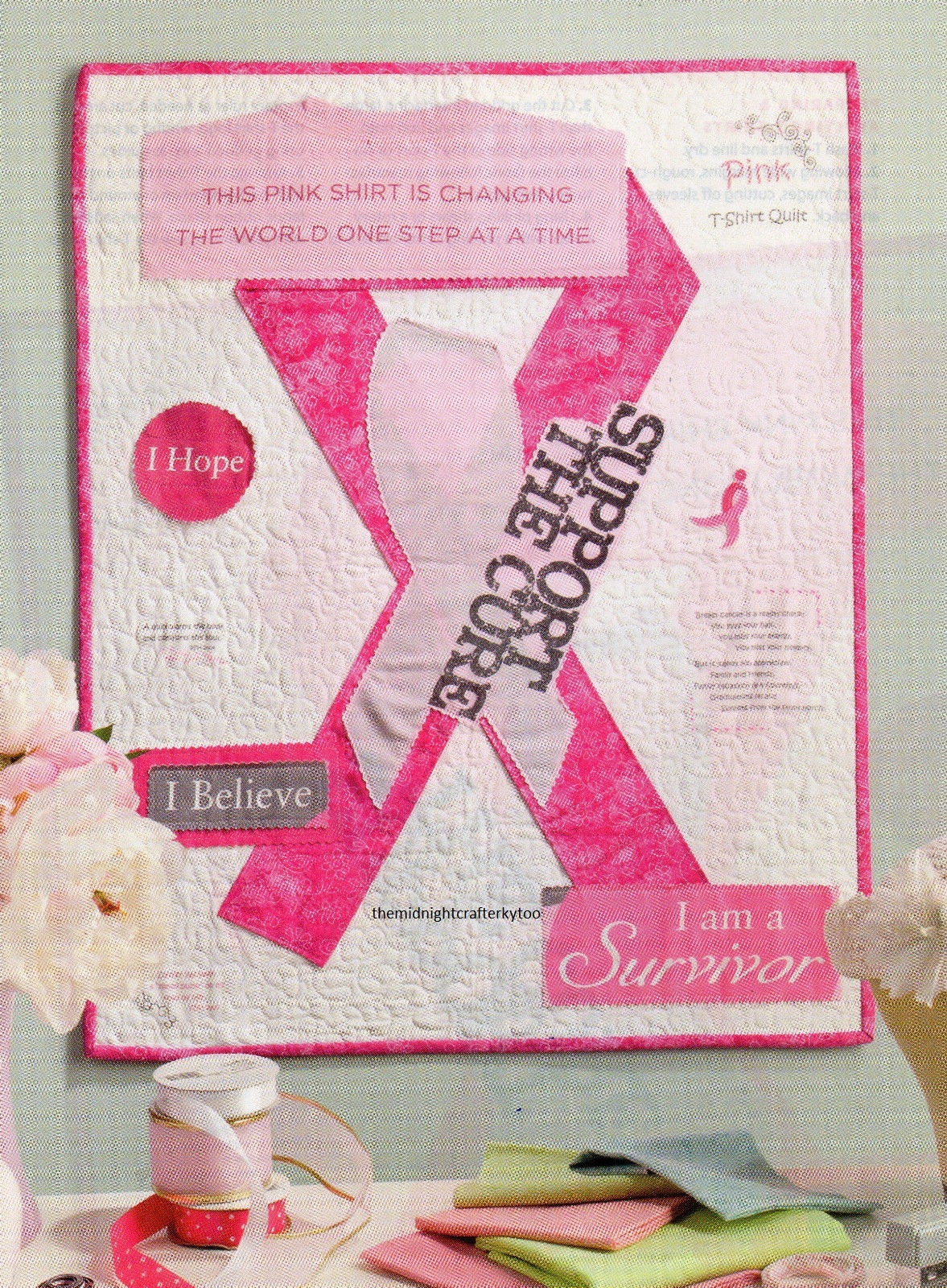 Pink Ribbon Quilt Pattern Pieced/Applique RP | eBay