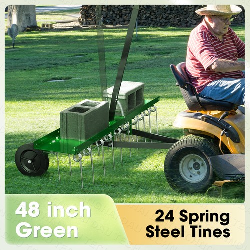 48" Dethatcher Tow Behind Lawn rake Sweeper W/ Transport Handle Rust ...