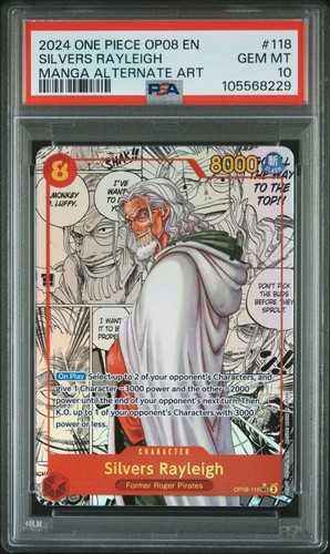 2024 One Piece Silvers Rayleigh Manga Alternate Art SEC OP08 118 GEM MT ...