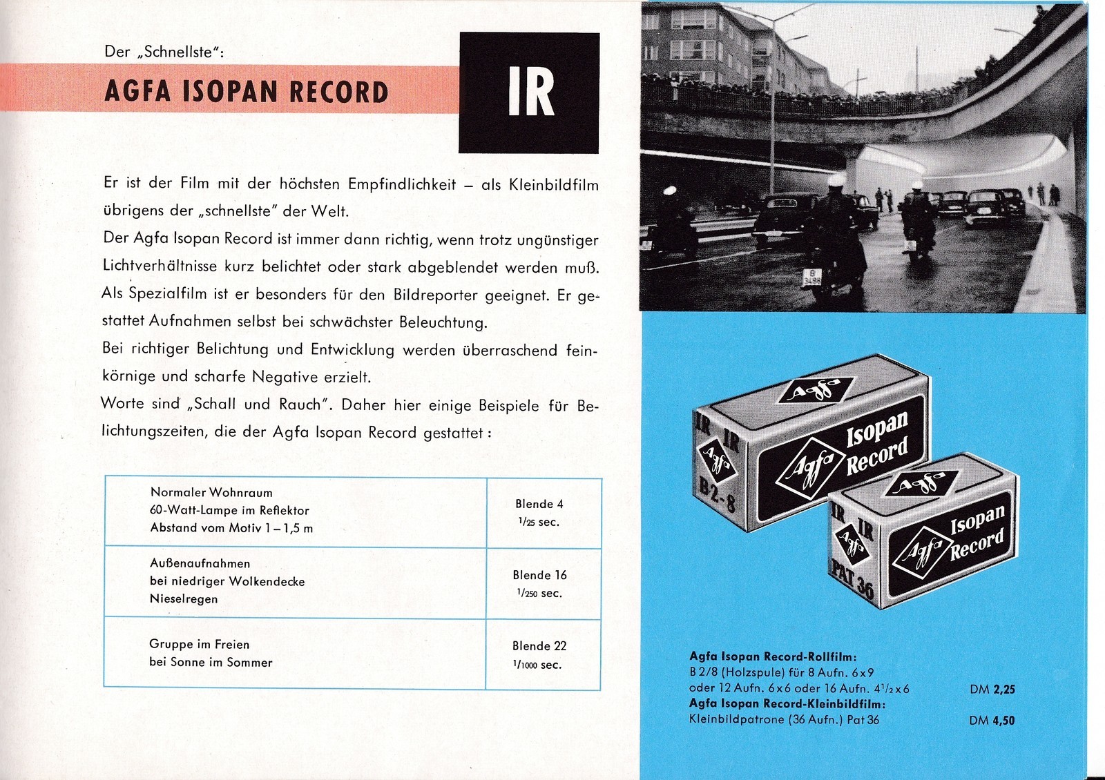 Agfa Prospekt 50-er Jahre "Vom Film zum Bild" Filme-Entwickler-Papiere ...