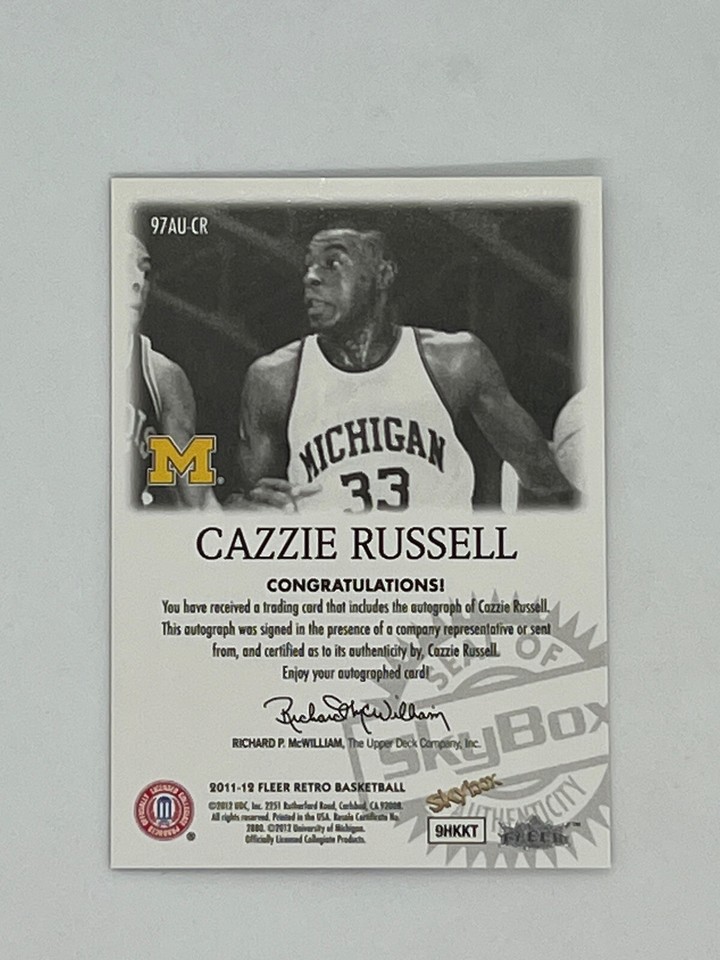 CAZZIE RUSSELL AUTOGRAPH 2011-12 FLEER SKYBOX RETRO AUTOGRAPHICS #97AU ...