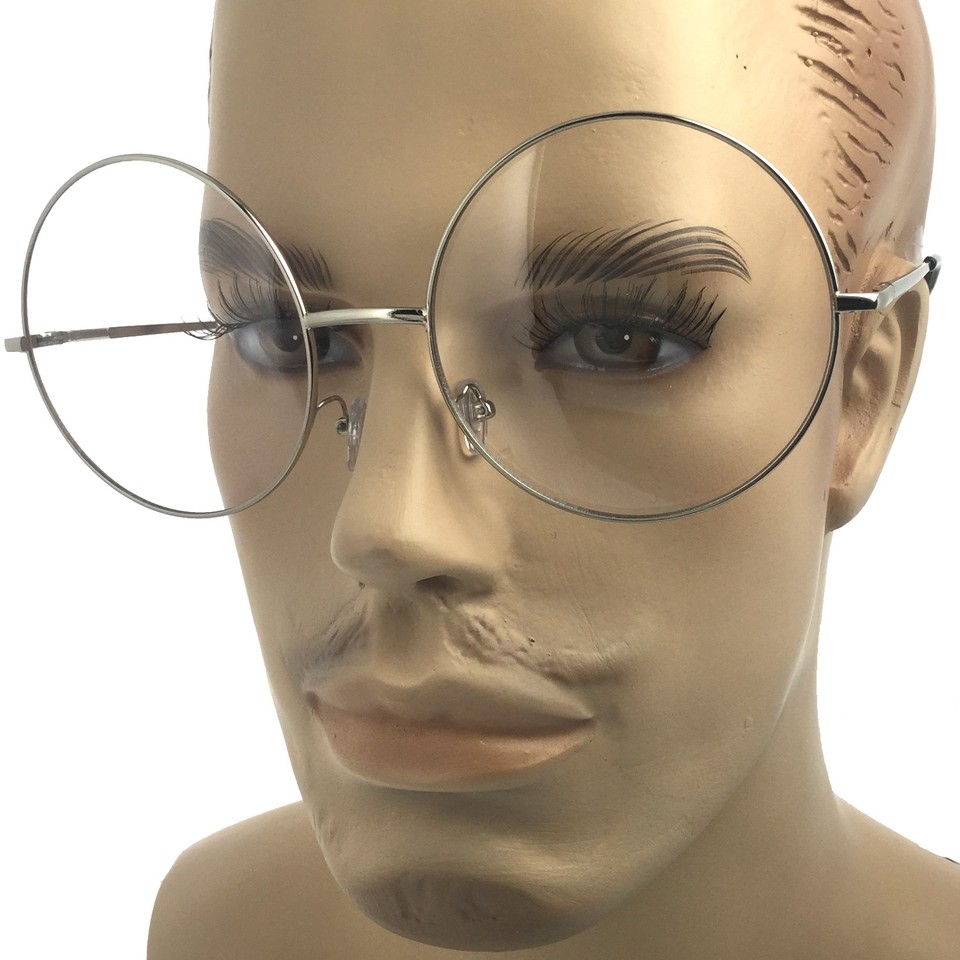 Large Oversized Big Round Metal Frame Clear Lens Round Circle Eye ...