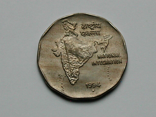 India 1994 2 RUPEES Coin by Mumbai Mint EF+ with Toned-Lustre & 11 ...