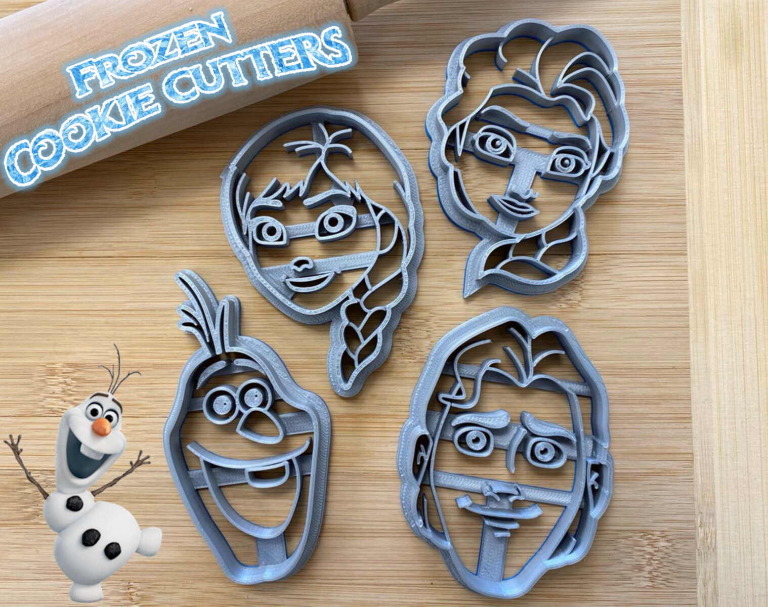 Frozen Set Of 4 Cookie Cutters | Olaf | Anna | Elsa | Hans | Disney ...