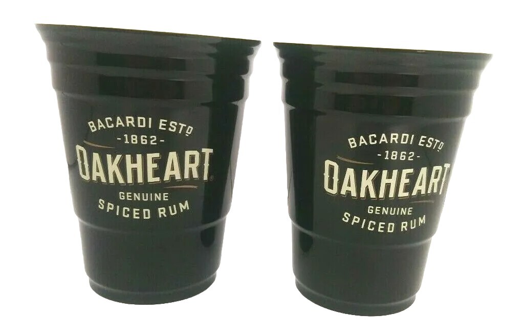 Bacardi Oakheart Genuine Spiced Rum Lot Of 2 Plastic Cups Est 1862 | eBay