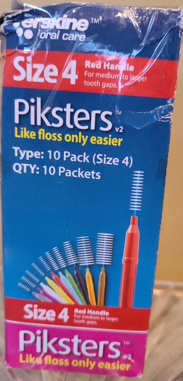 Piksters Size 4 Interdental Brushes Reusable Brushes, Red, 10 PACK OF ...