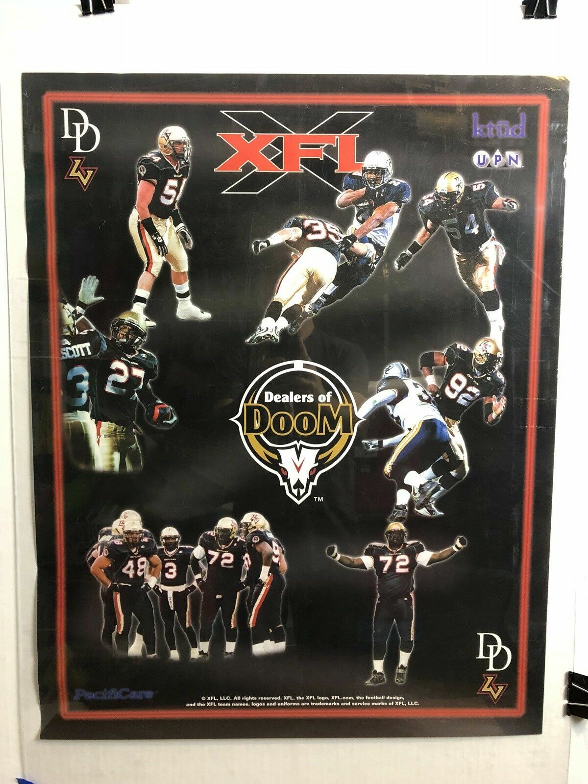 XFL 2001 Football League Las Vegas Outlaws Defense Dealers of Doom ...