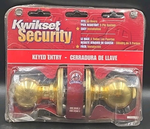 Kwikset Security Keyed Entry Door Knob Set Gold ANSI Grade 3 New All ...
