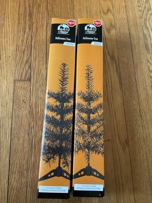 Two Black Trees with Stand Inbox Wire Wrap Halloween Short Small Black ...