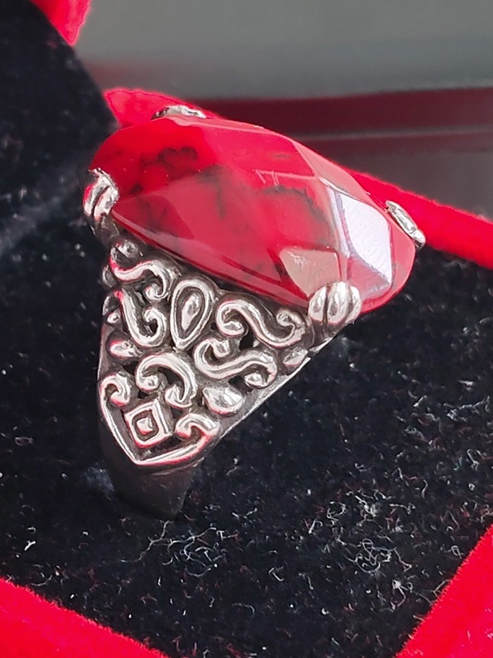 Sterling Silver Vintage Southwestern Ring with Red Stone Size 8 | eBay