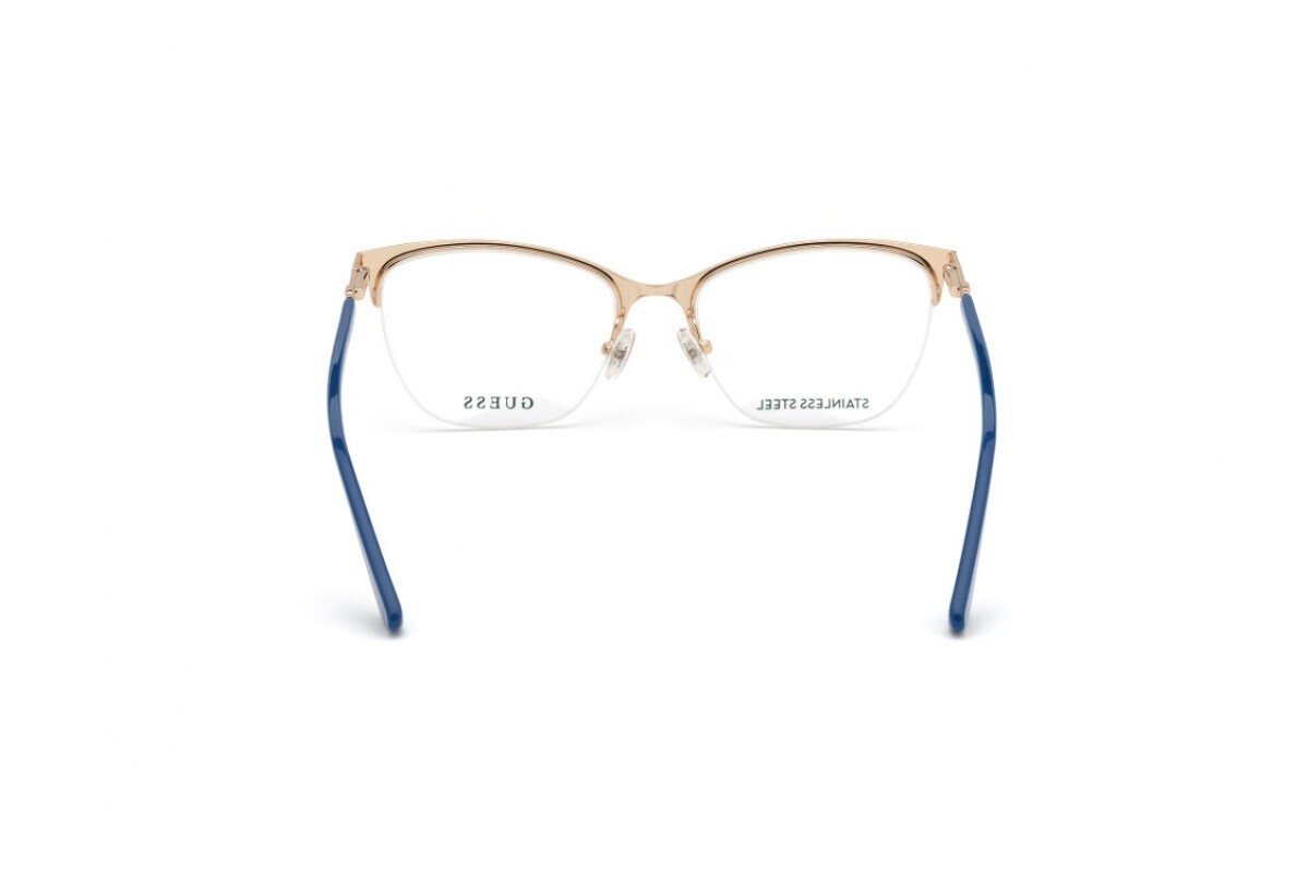 GUESS GU2787 091 Blue Metal Semi Rimless Optical Eyeglasses Frame 52-18 ...