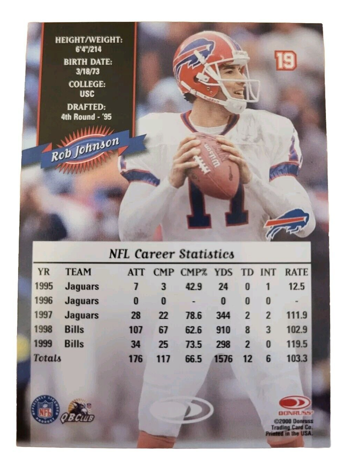 2000 Donruss Football Card #19 Rob Johnson NFL Buffalo Bills (A2 | eBay