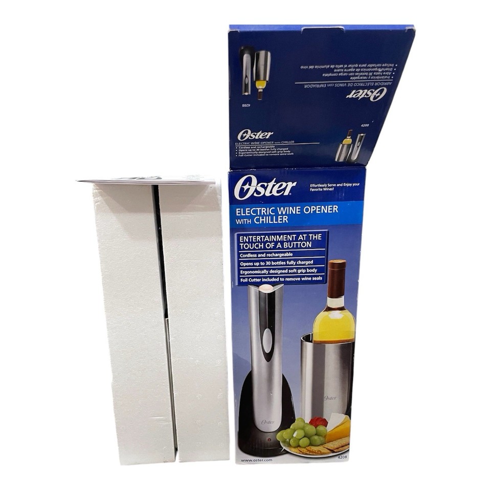 Oster Wine Opener Electric With Chiller 4208 Cordless Rechargeable New ...