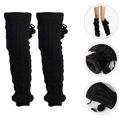 Calf Protective Warm Stocking Woolen Knit Leg Warmers Socks for Women ...