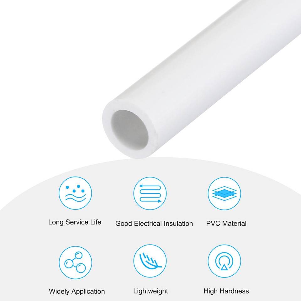 PVC Rigid Round Pipe 4mm ID 6mm 1/4" OD 350mm White High Impact | eBay