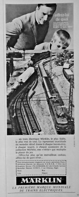 PUBLICITÉ PRESSE 1965 TRAIN ÉLECTRIQUE MARKLIN LOCOMOTIVE WAGON MARQUE ...