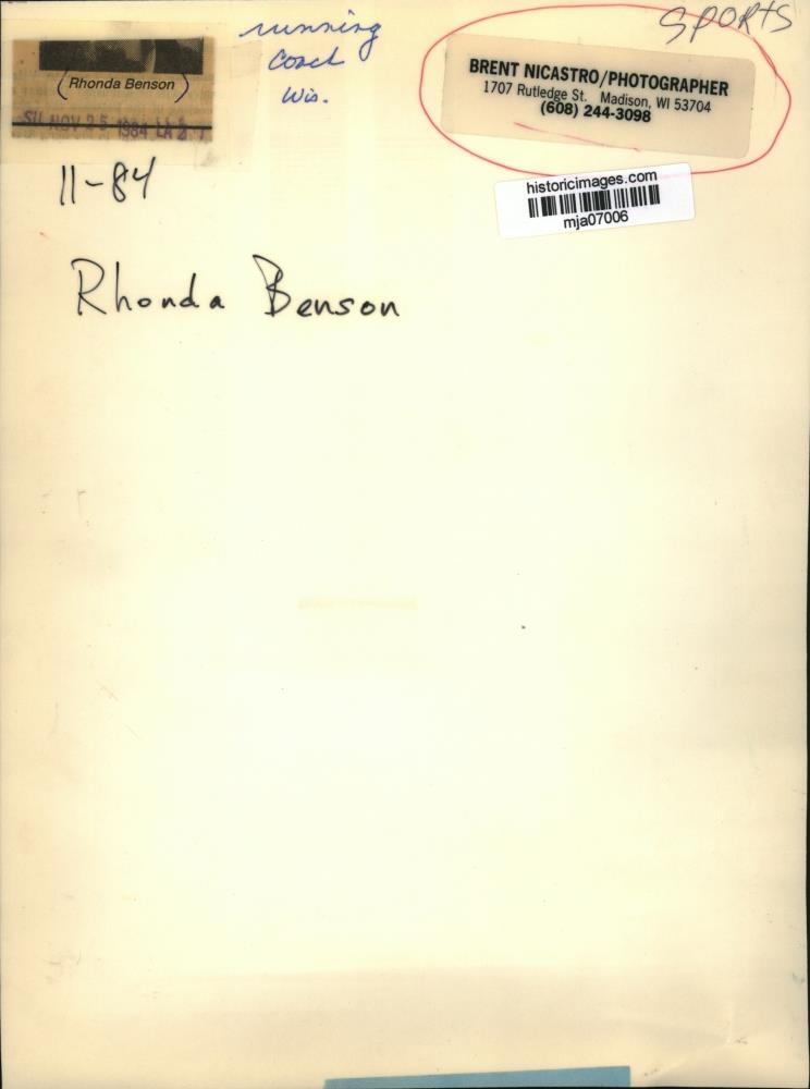 1984 Press Photo Rhonda Benson, Running Coach, Wis. - mja07006 | eBay