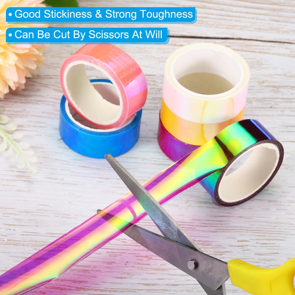 6pcs 15mmx5m Holographic Tape Adhesive Metallic Foil Masking Sticker ...