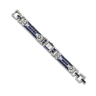 Lab Created Sapphire Wrist Watch Bracelet 925 Fine Silver Handmade ...
