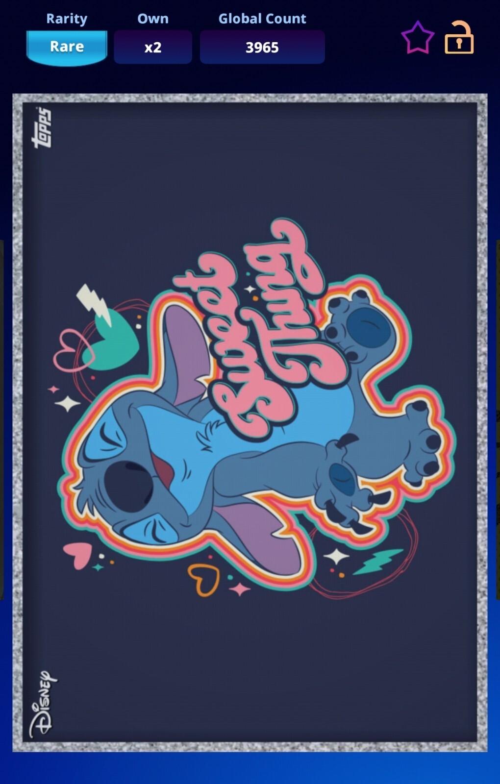 Topps Disney Collect Digital Stitch Mahalo SWEET THING Glitter Alien ...