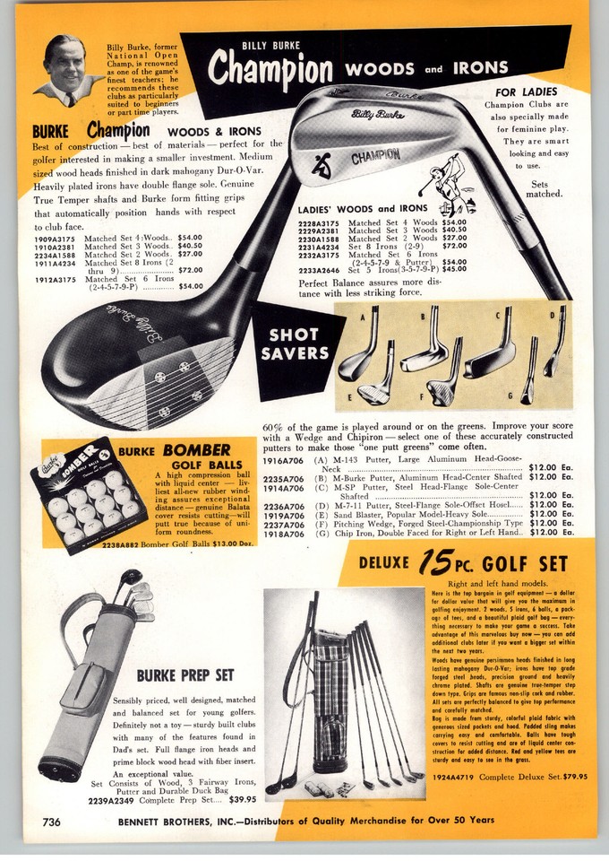 1956 PAPER AD Chick Harbert Aristocrat Autograph Model Golf Clubs Woods ...