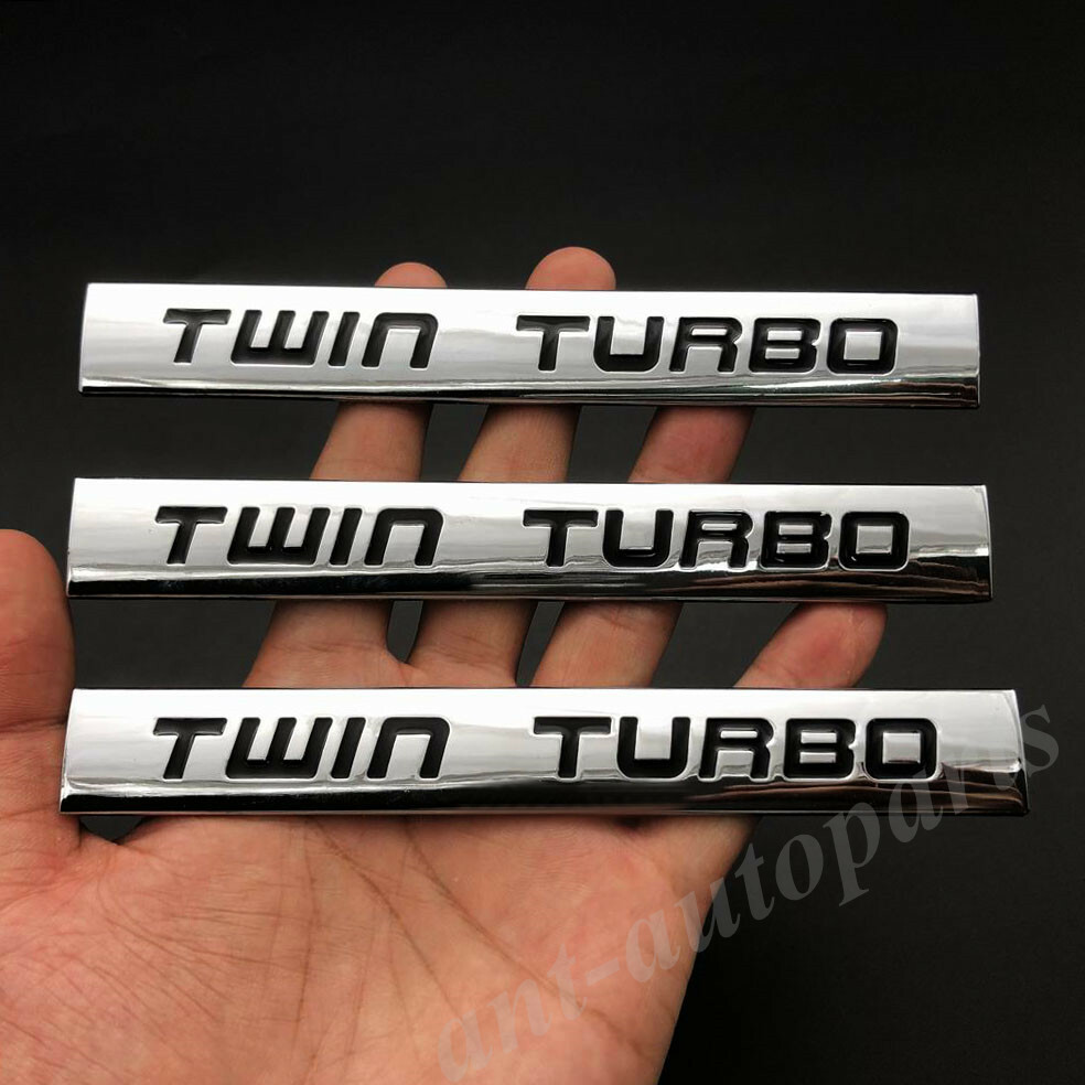 3pcs Metal Chrome Twin Turbo Engine Car Emblem Badge Decals Sticker 3.5 ...
