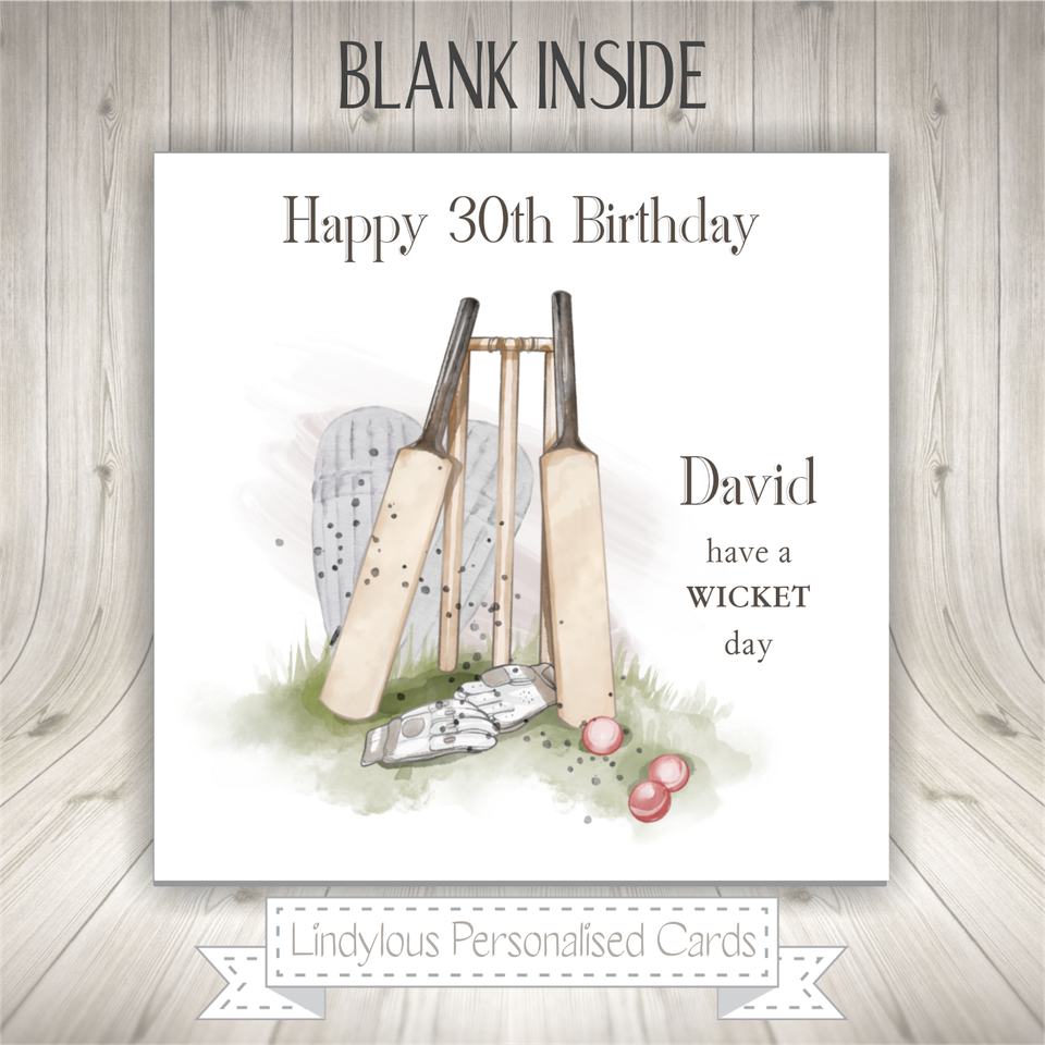 Cricket Birthday Card Personalised Brother Uncle Son Dad Fiancé Nephew ...