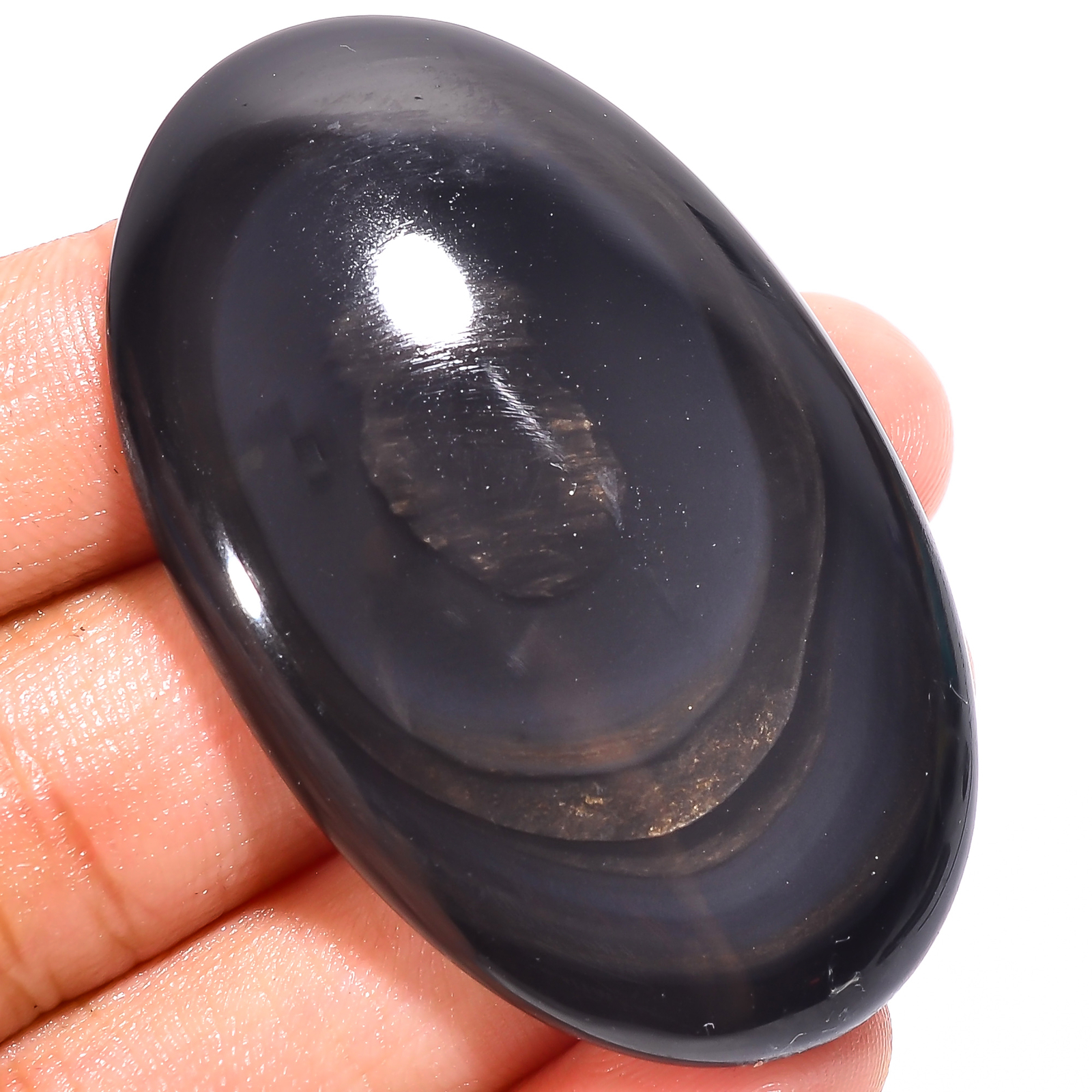 Natural Golden Sheen obsidian Oval Cabochon Gemstone 93 Ct. 51X32X8 mm ...