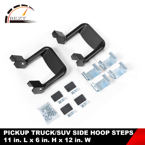 BLACK ALUMINUM FOR MOST PICKUP TRUCK/SUV SIDE HOOP STEPS 12" WIDTH PAIR ...