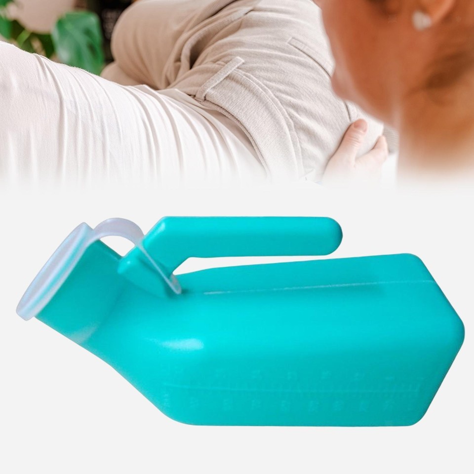 Male Urinal Pee Bottle Incontinence Jar with Handle Potty Bedpan Thick ...