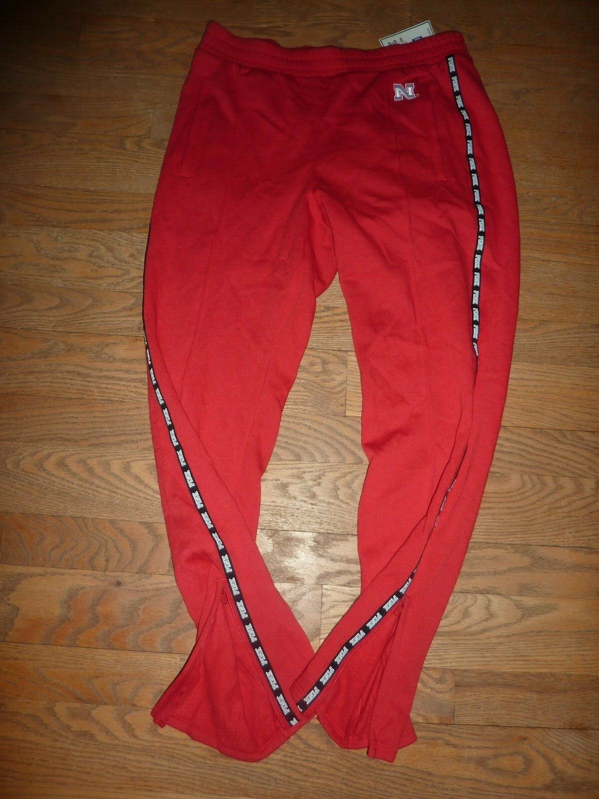 VICTORIAS SECRET PINK NEBRASKA "PINK" "N" ZIP ANKLES SWEATPANTS NWT | eBay