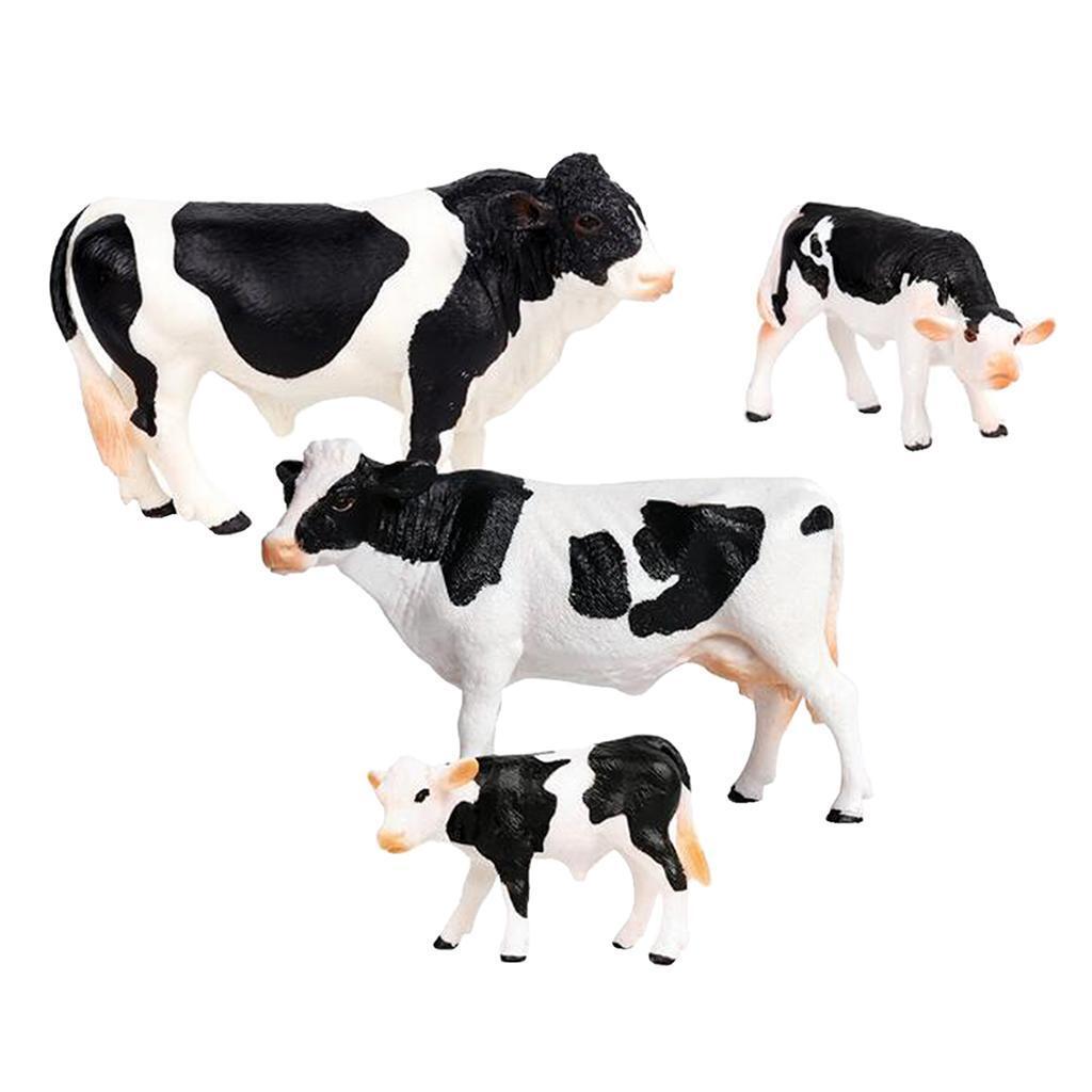 Hand Painted PVC Cow Figure Farm Animals Playset Set Of 4 Kids Animal ...