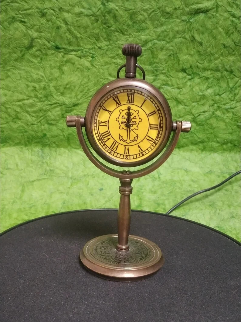 Handcrafted Antique Brass Table Clock - Old-World Charm, Retro Style ...