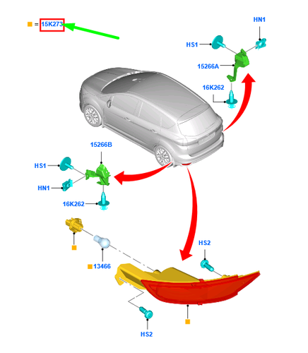 FORD GRAND C-MAX MK2 Nebelscheinwerfer hinten rechts RHD 8A61-15K272-AD ...