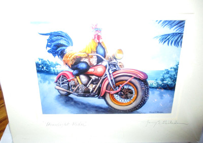 "Moonlight Rider" Rooster riding Harley Motorcycle Fanny S Bilodeau ...