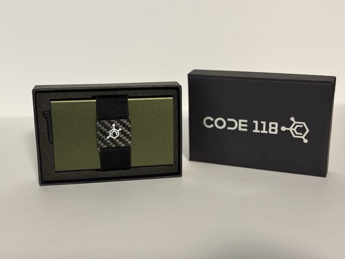 Code 118 Wallet With Carbon Fiber Money Strap Military Green RFID Blocking | eBay