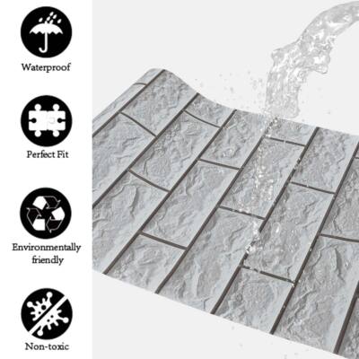 Waterproof 10m Grey Brick Stone Wallpaper Self Adhesive Vinyl Sticker ...