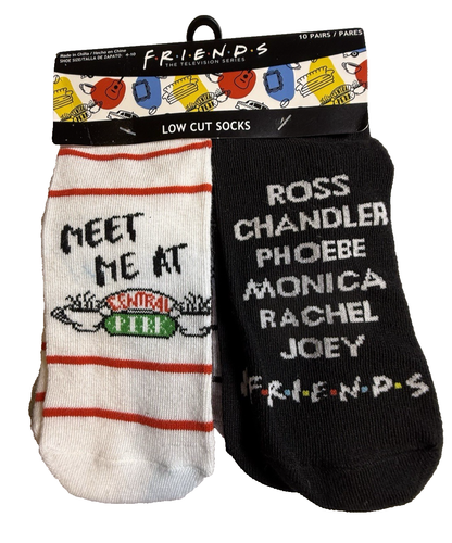 Friends TV Show Women's Low Cut Socks 10-Pack Ross Rachel Chandler Joey ...