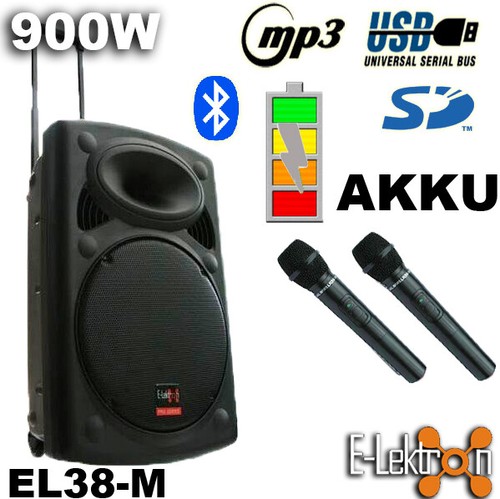 E-Lektron EL38-M 2X15" inch 1800W Portable Bluetooth Link PA Sound ...
