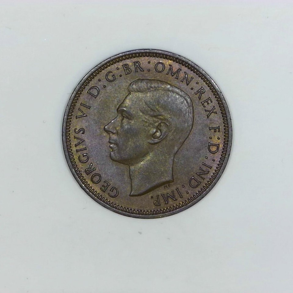 VINTAGE 1942 Great Britain Half Penny Coin King George VI WWII *WOW* # ...