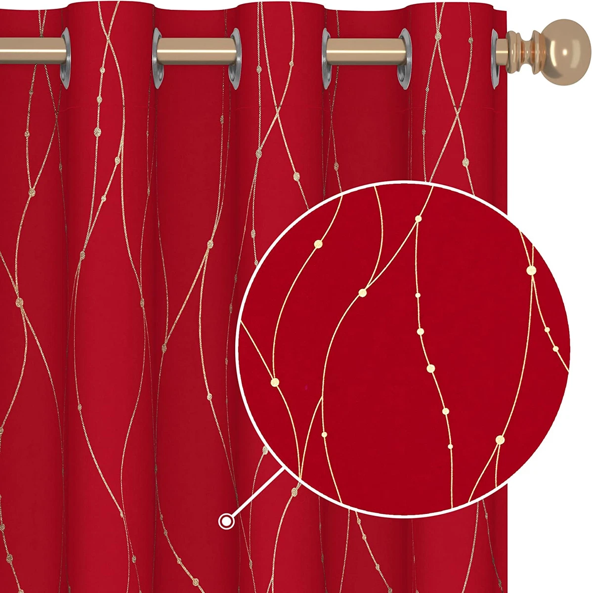Red Patterned Curtains Living Room