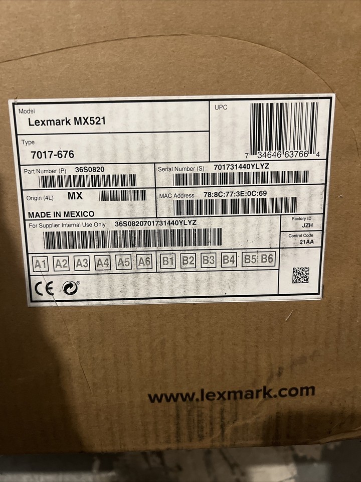 Lexmark Mx521ade Multifunction Monochrome Laser Printer - Black/Grey ...