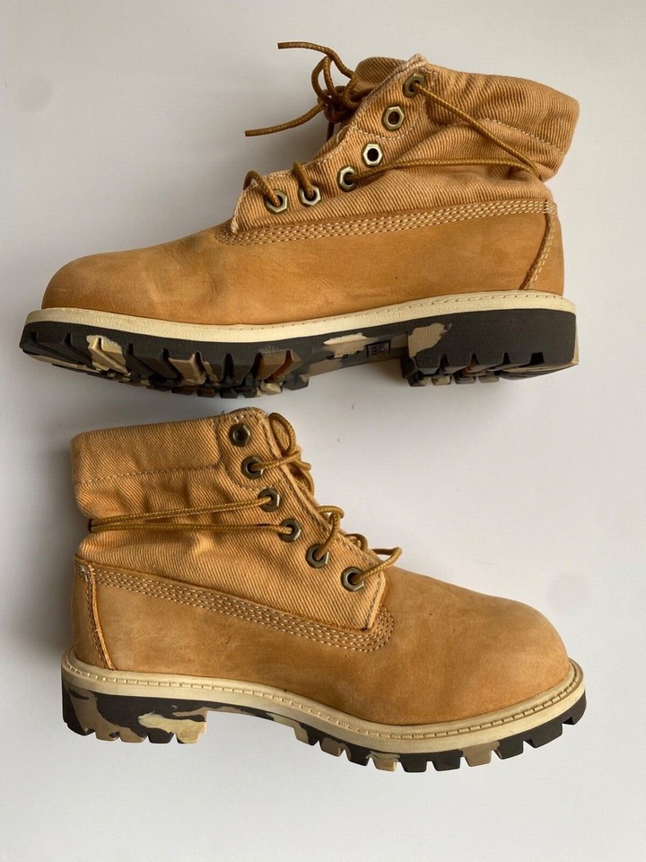 Timberland Premium Waterproof Roll-Top Camo Boots Wheat Camouflage Boy ...