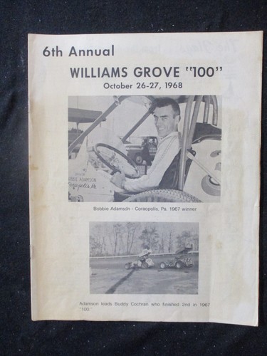 Vintage 6th Annual Williams Grove 100 (National 100) Program Bobby ...